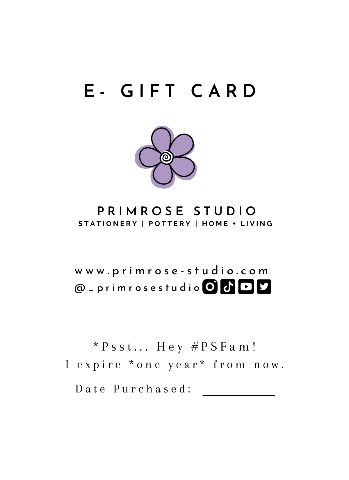 PS E-Gift Card – Primrose Studio